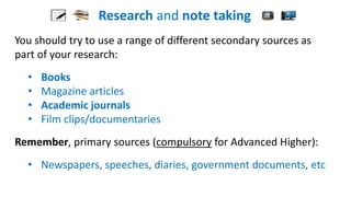 History research and note taking | PPTX