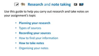 History research and note taking | PPT