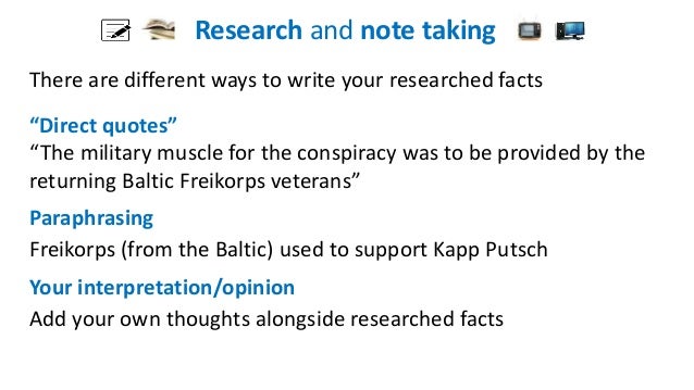 History research and note taking