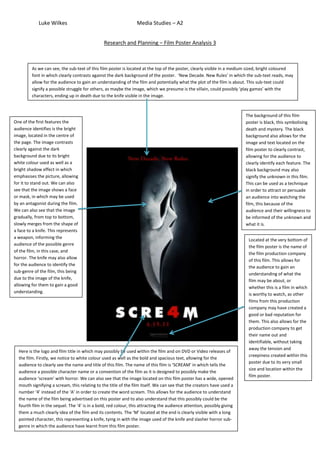 Horror film poster analysis. | DOCX