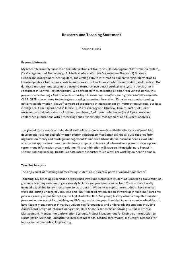 Research and teaching statement serkan turkeli