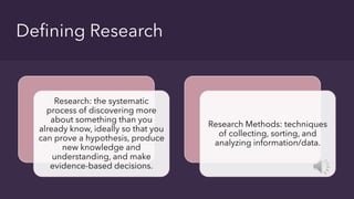 Research, Data, Data Analysis and Report Writing | PPT