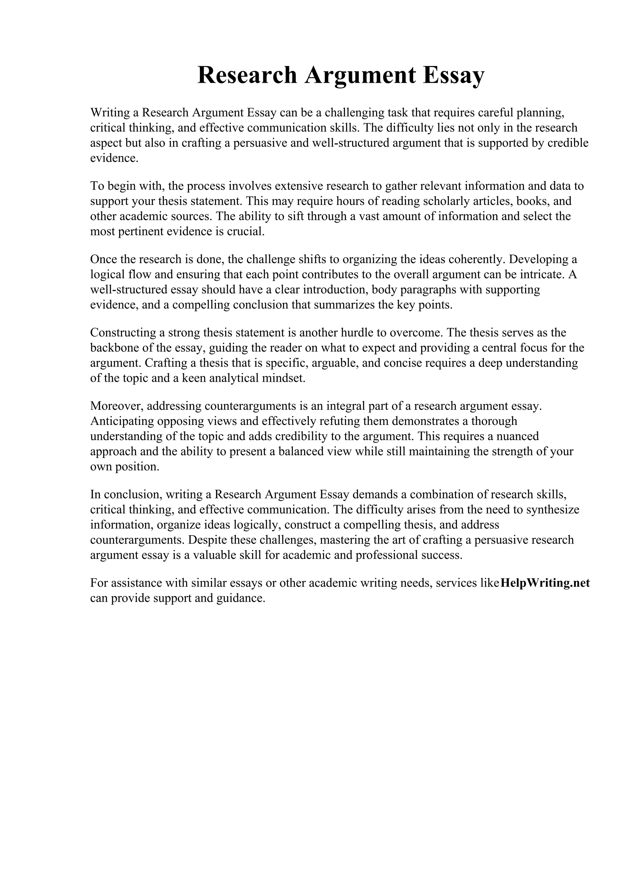 Research Argument Essay | PDF