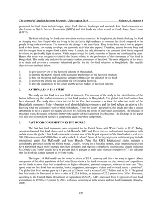 Factors Affecting Consumers’ Preferences on Fast Food Items in ...