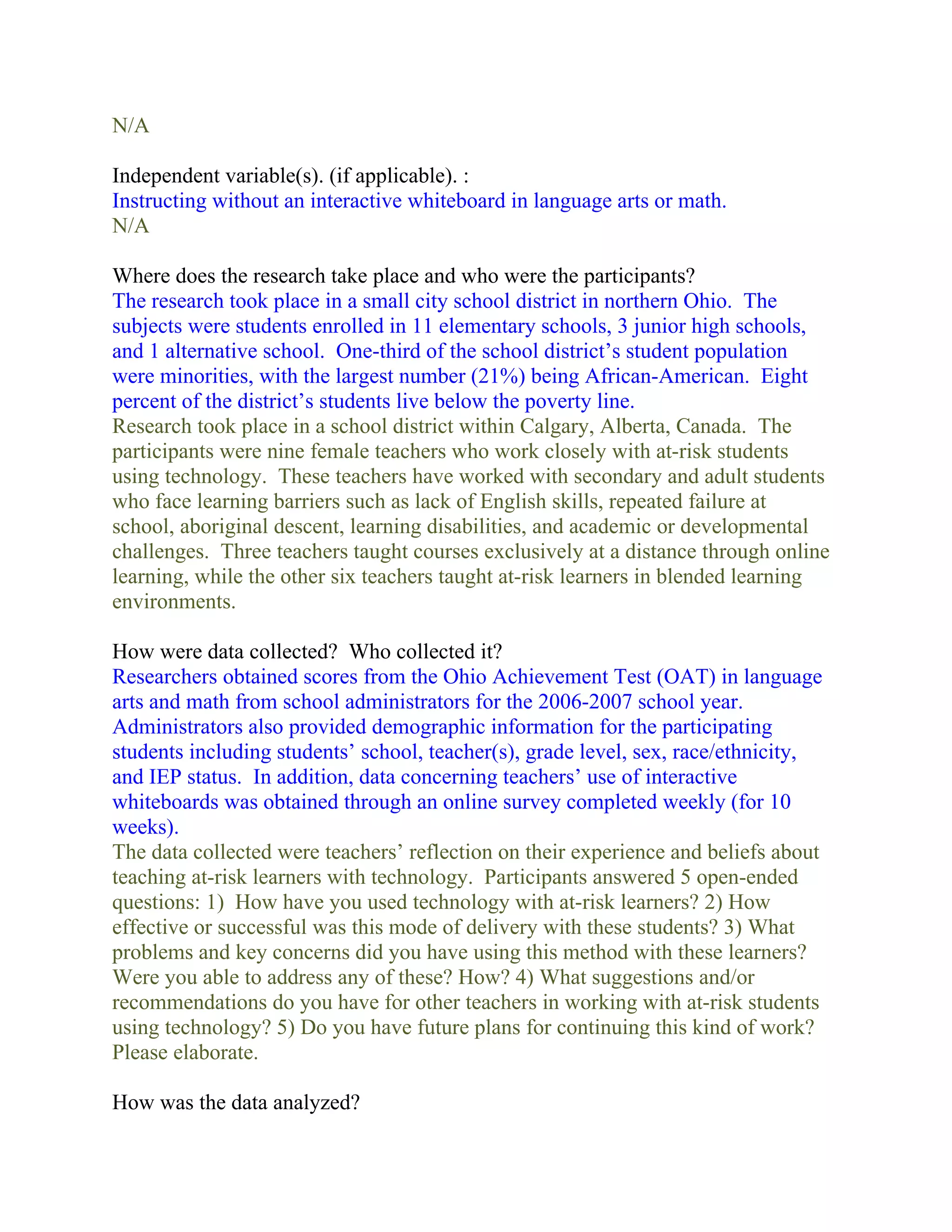 EDU 710 Lit Rev Outline #2 | PDF