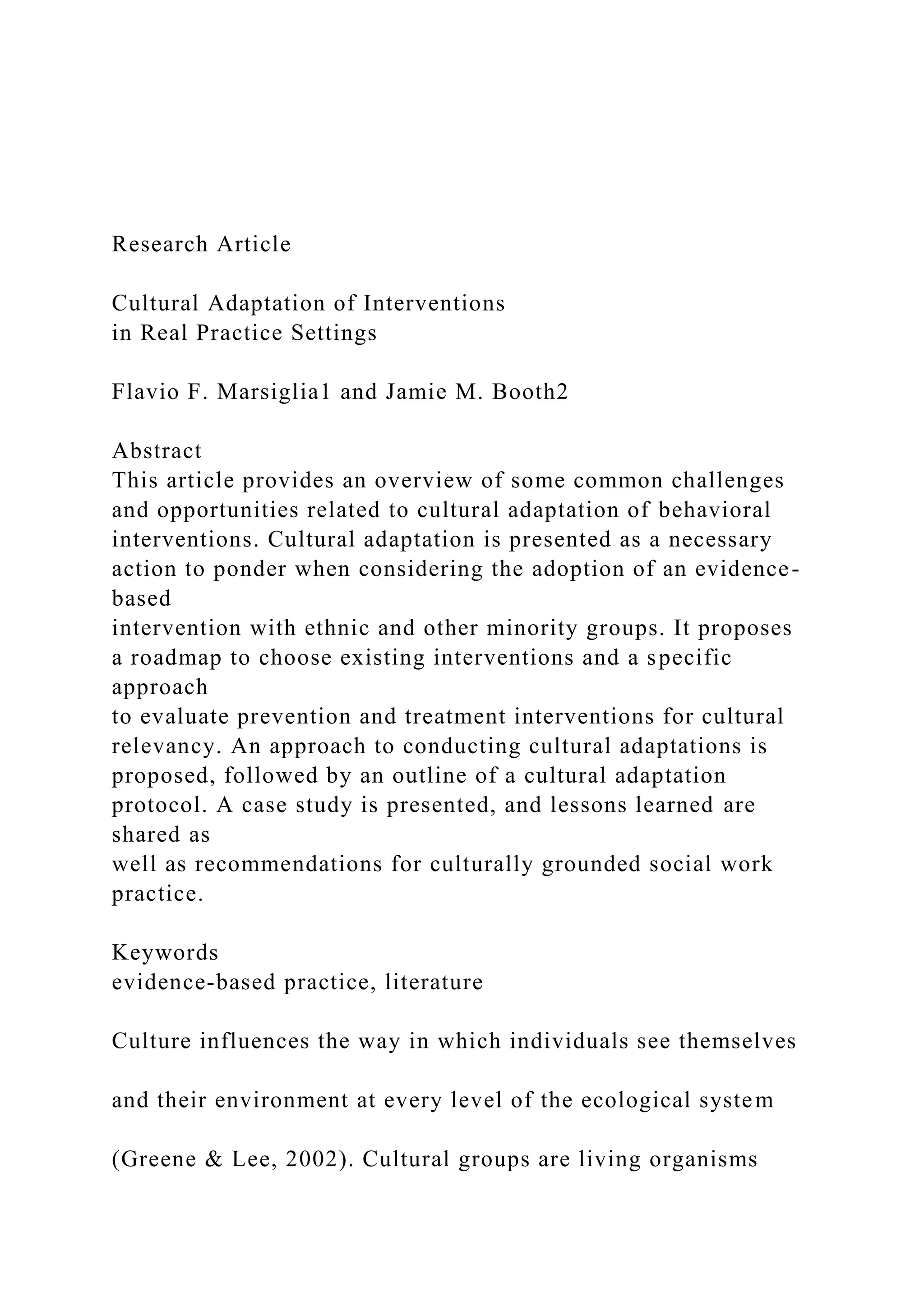 Research ArticleCultural Adaptation of Interventionsin R.docx