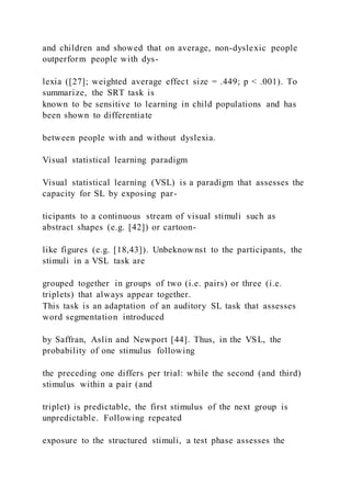 Research article statistical learning abilities of children | PDF