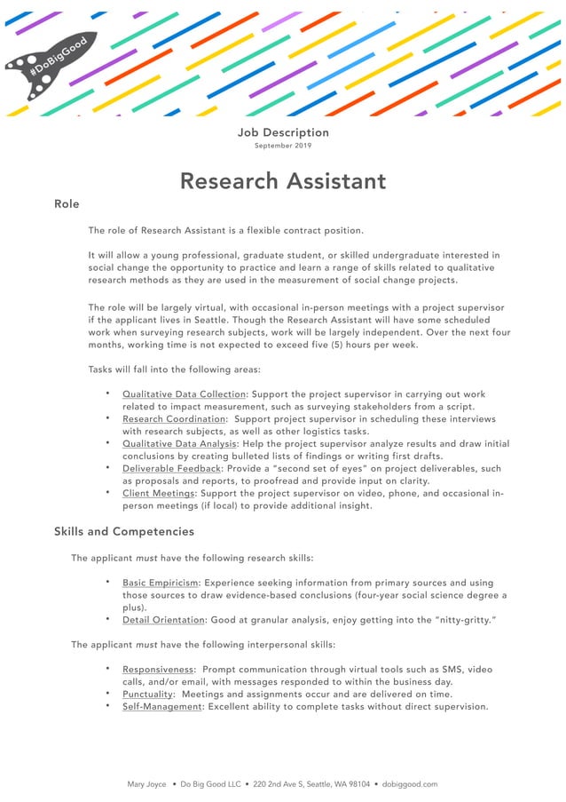 Job Description: Research Assistant | PDF