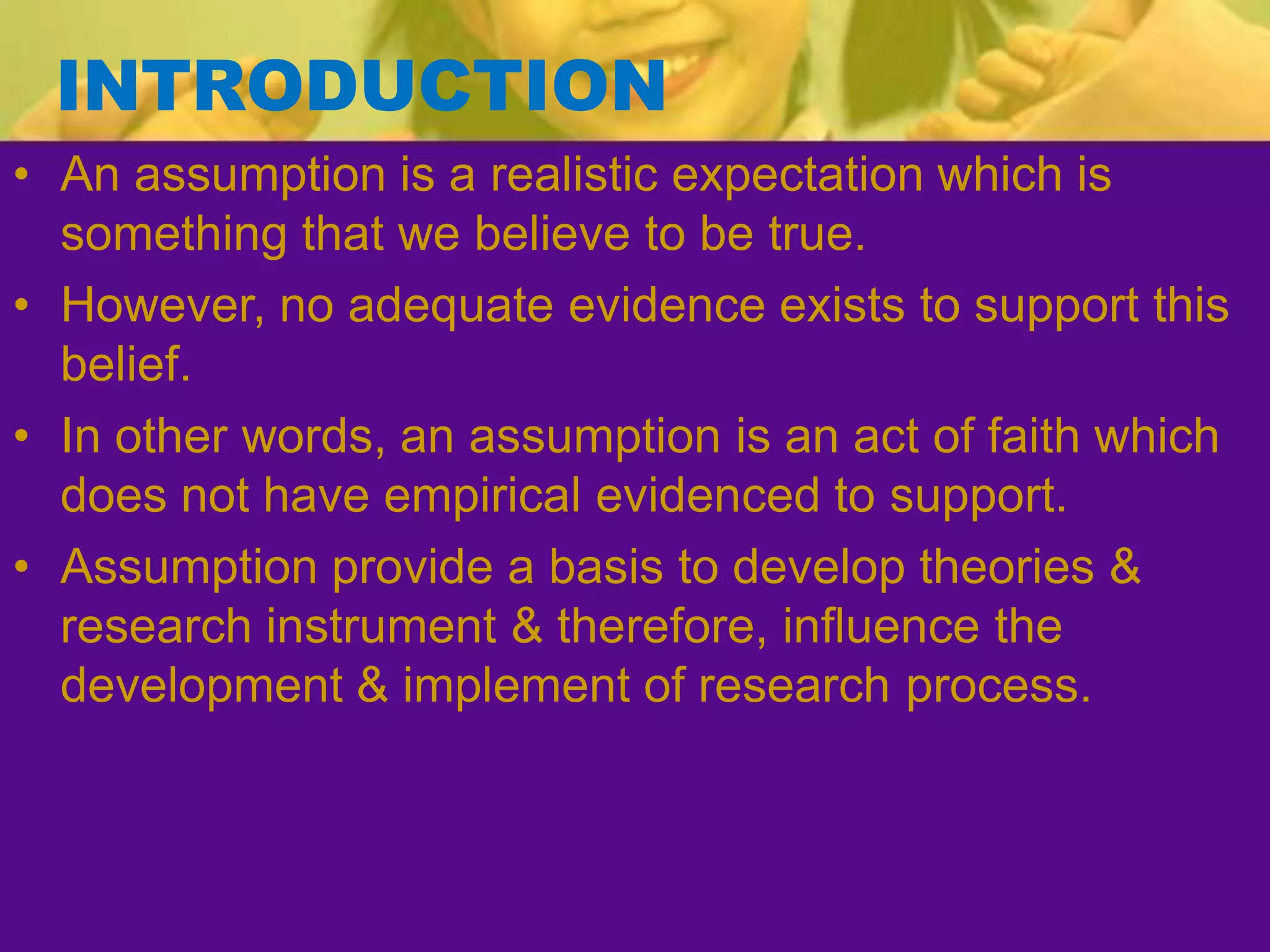 Research assumptions | PPTX