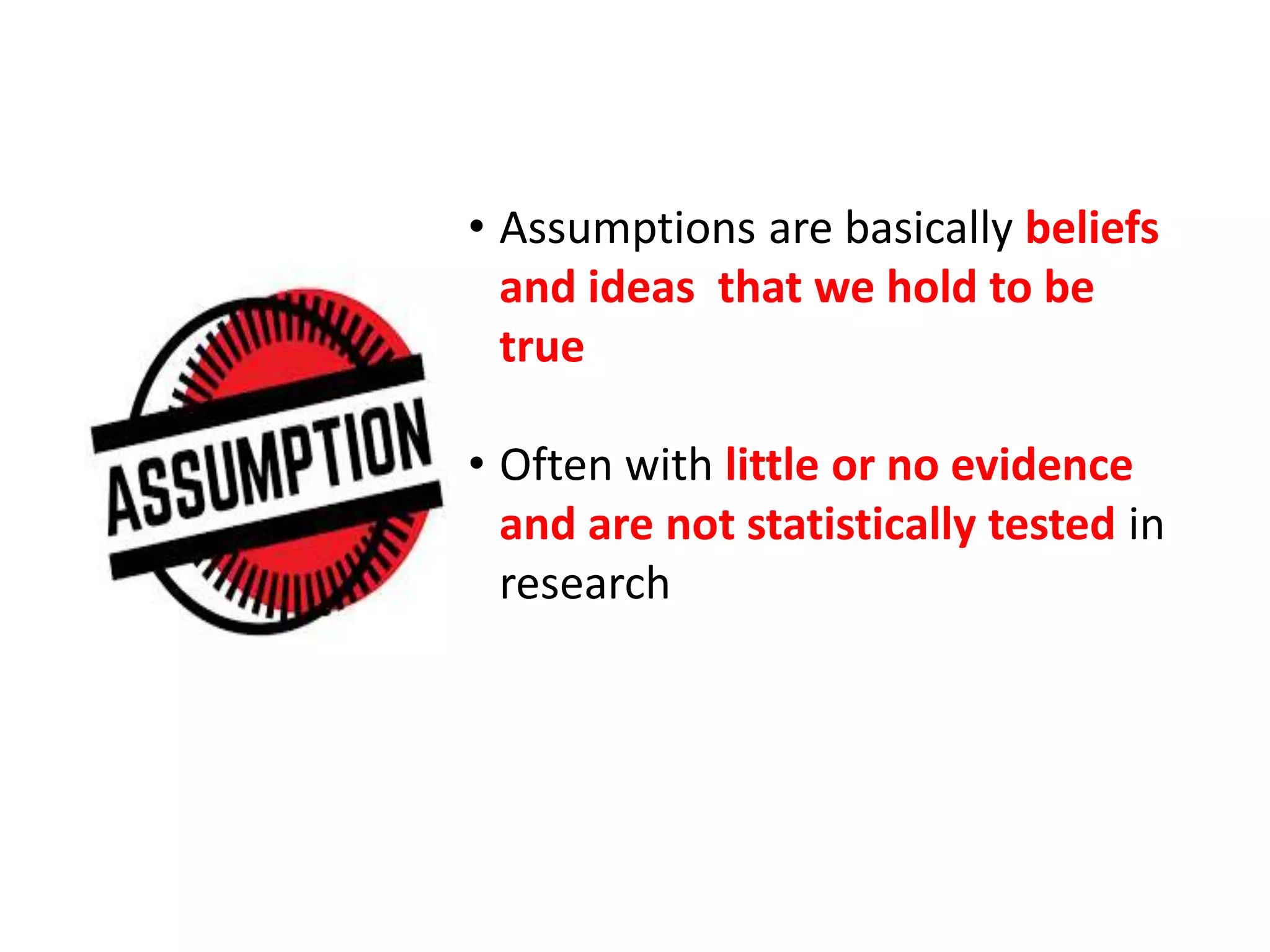 Research assumptions, delimitations and limitations | PPTX