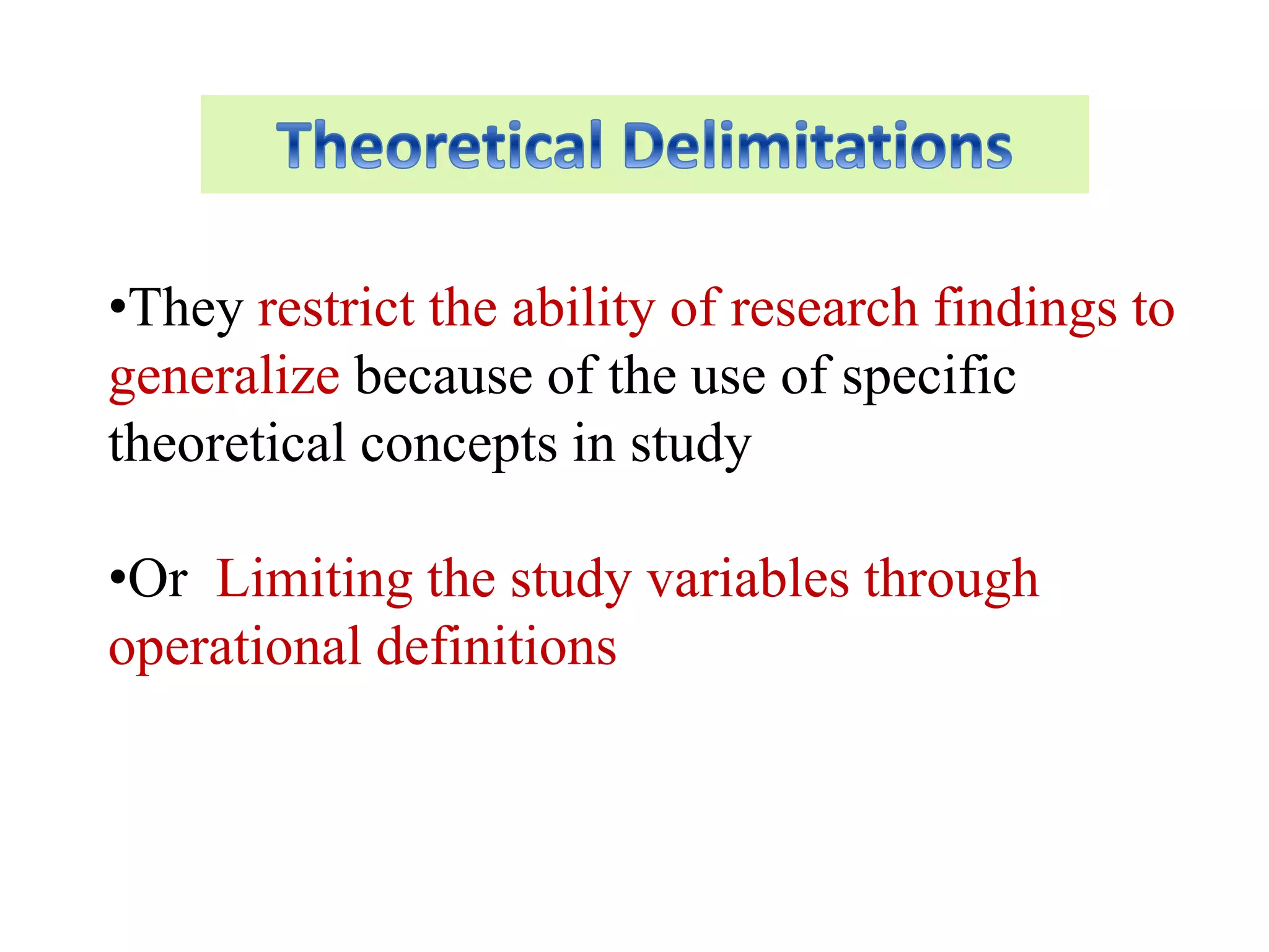 Research assumptions, delimitations and limitations | PPTX