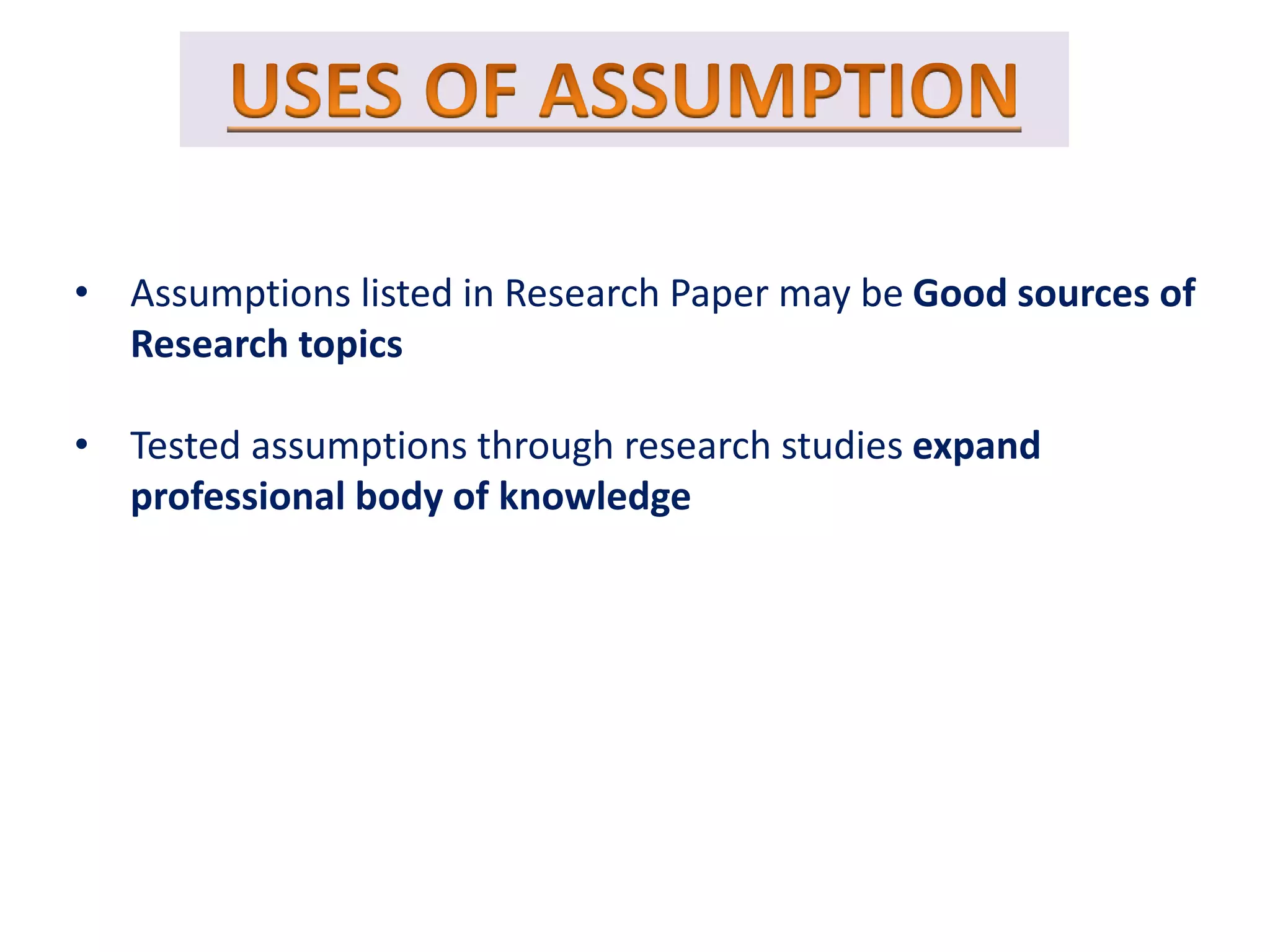 Research assumptions, delimitations and limitations | PPTX