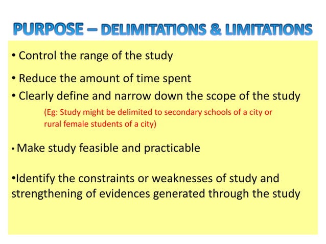 Research assumptions, delimitations and limitations | PPTX