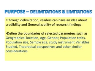 Research assumptions, delimitations and limitations | PPTX