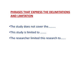 Research assumptions, delimitations and limitations | PPTX