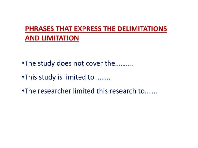 Research assumptions, delimitations and limitations | PPTX