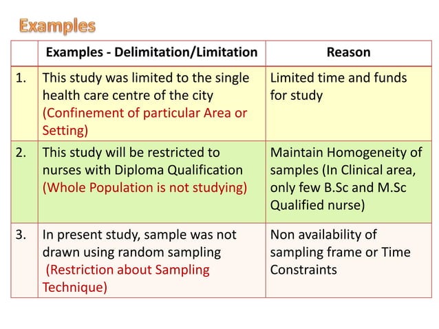 Research assumptions, delimitations and limitations | PPTX