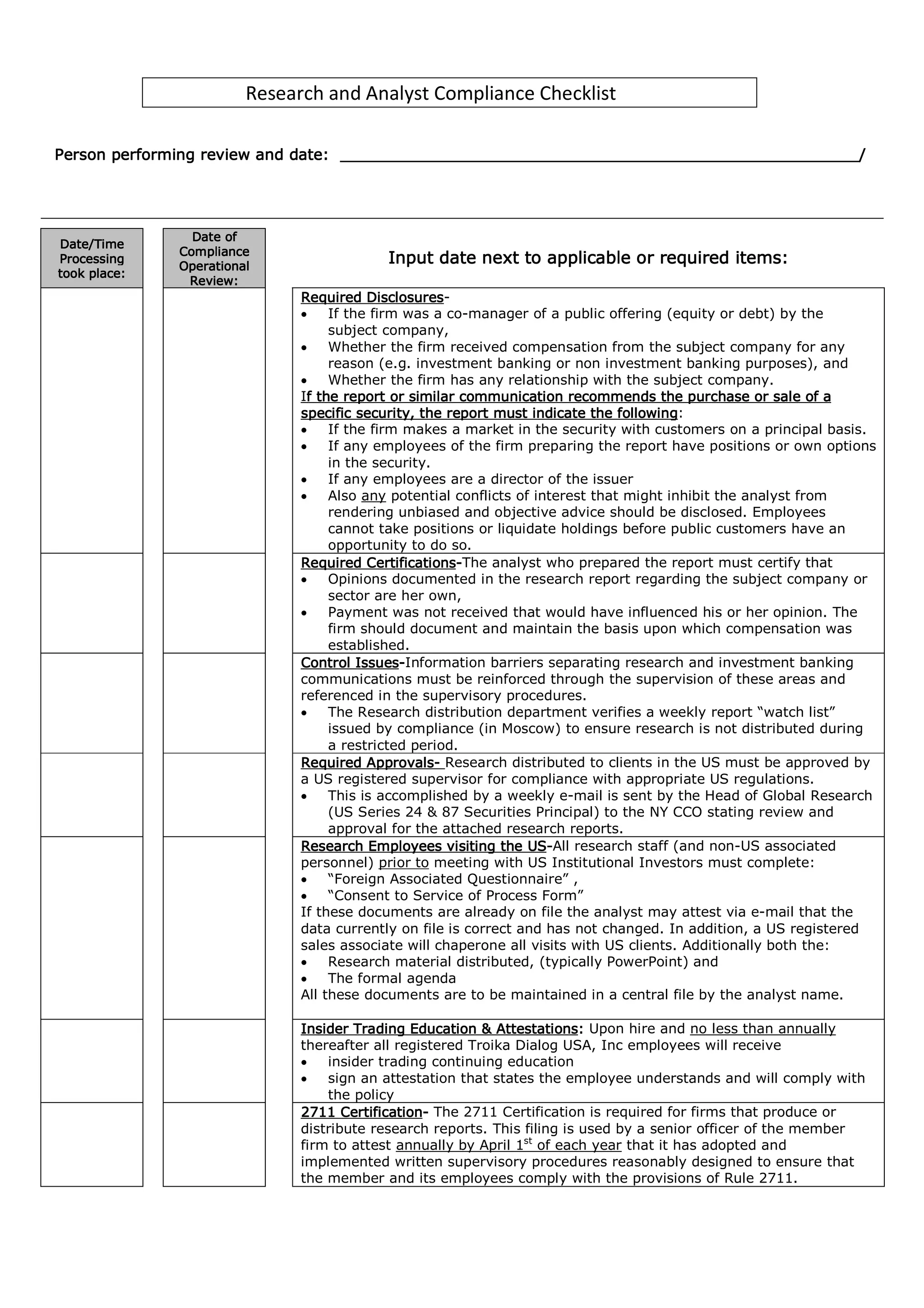 Research Checklist Generic | PDF