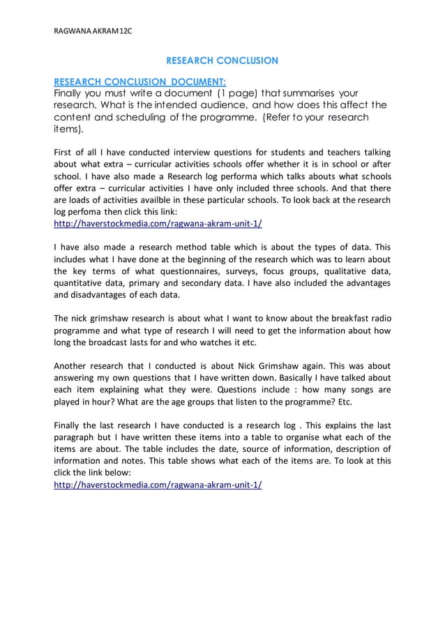 Research Conclusion - 4018 | PDF