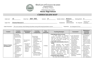 Research Curriculum Map for Grade 12 SHS | PDF