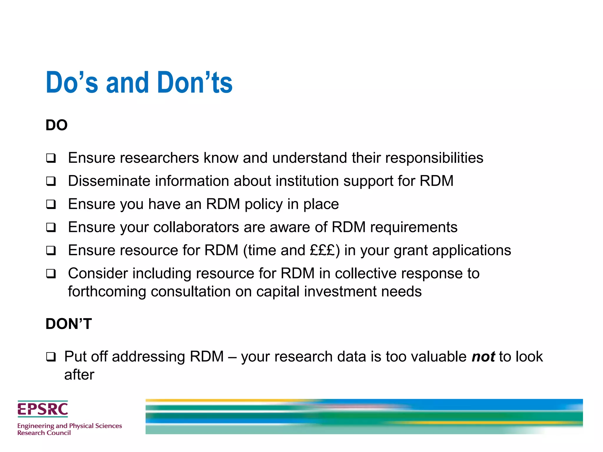 Research Data Management - EPSRC’s Perspective | PPT