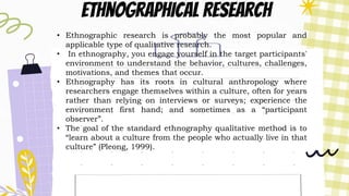 PRACTICAL RESEARCH 1-TYPES oF Qualitative research | PPTX