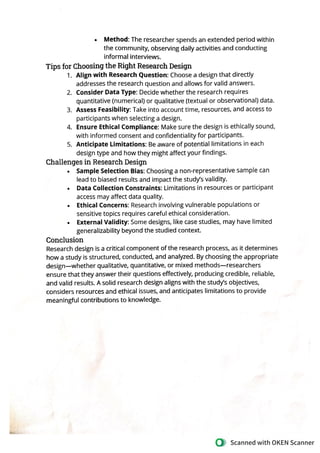 Research design is the overall strategy that researchers use to ...