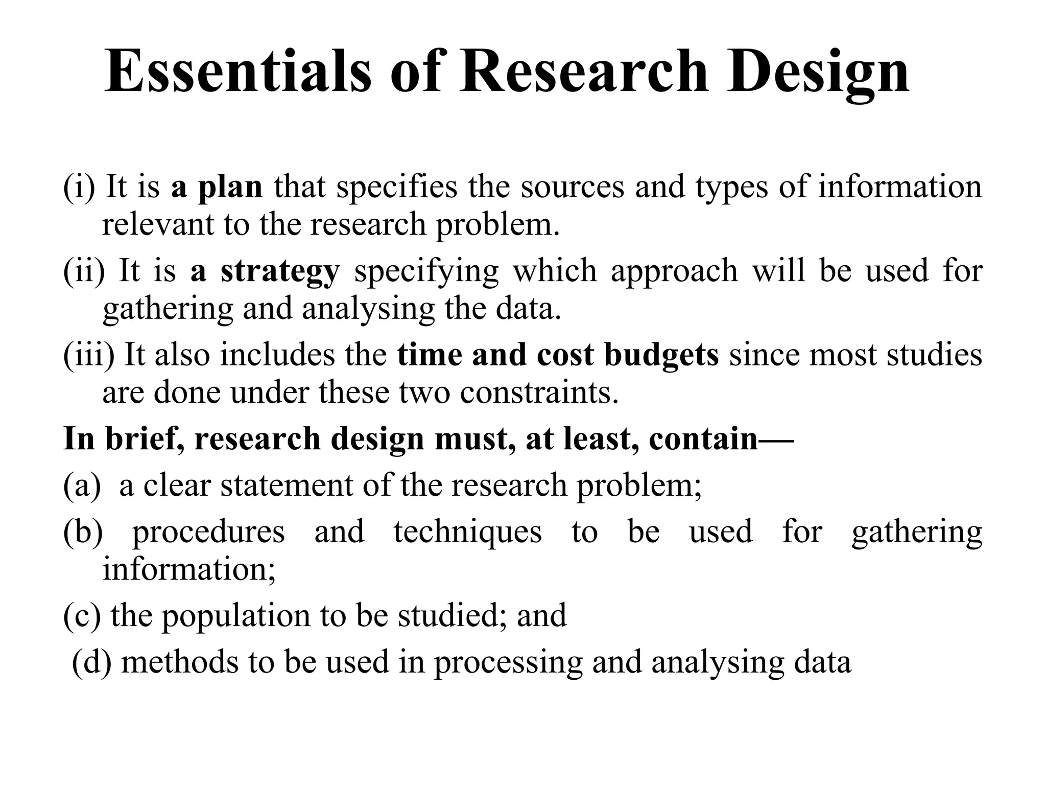 Research Design- Elements, types , characteristics | PPT