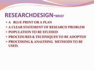RESEARCH DESIGN - Dr LAL WILSON | PPT