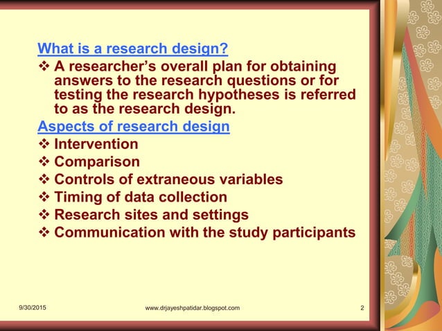 Research designs for quantitative studies ppt