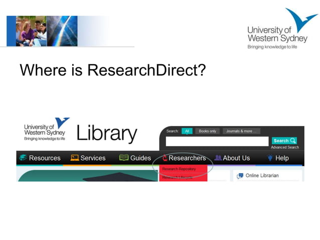 ResearchDirect Showcasing UWS Research | PPT