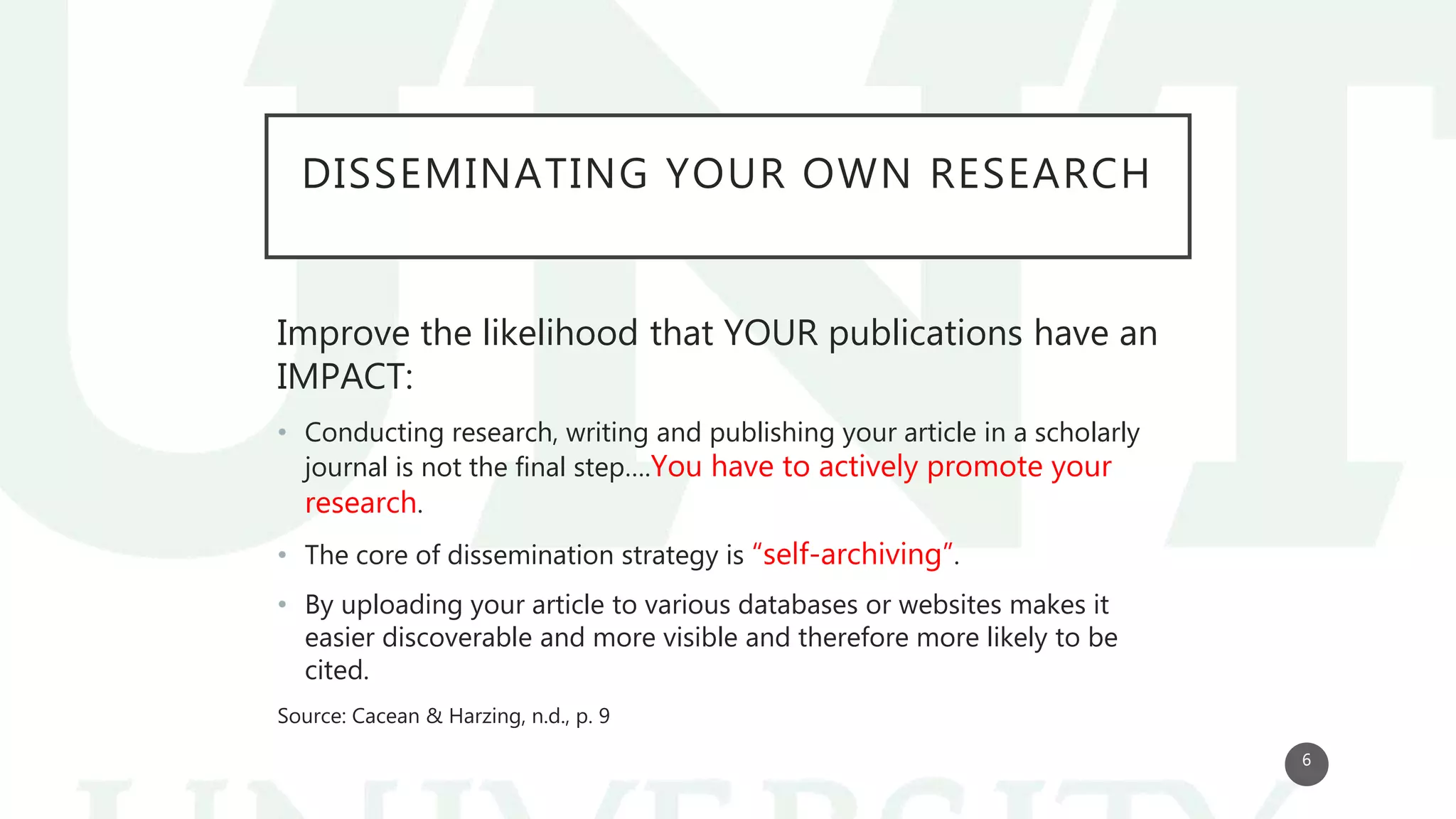 Research dissemination presentation | PPTX