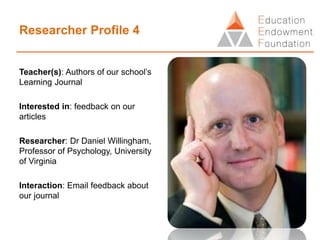 ResearchED Cambridge slides: E4F | PPT