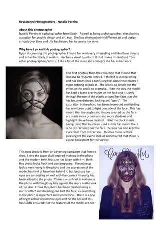 Researched photographers natalia pereira | DOCX