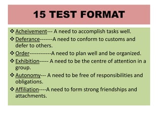 Edward personal preference scales | PPTX