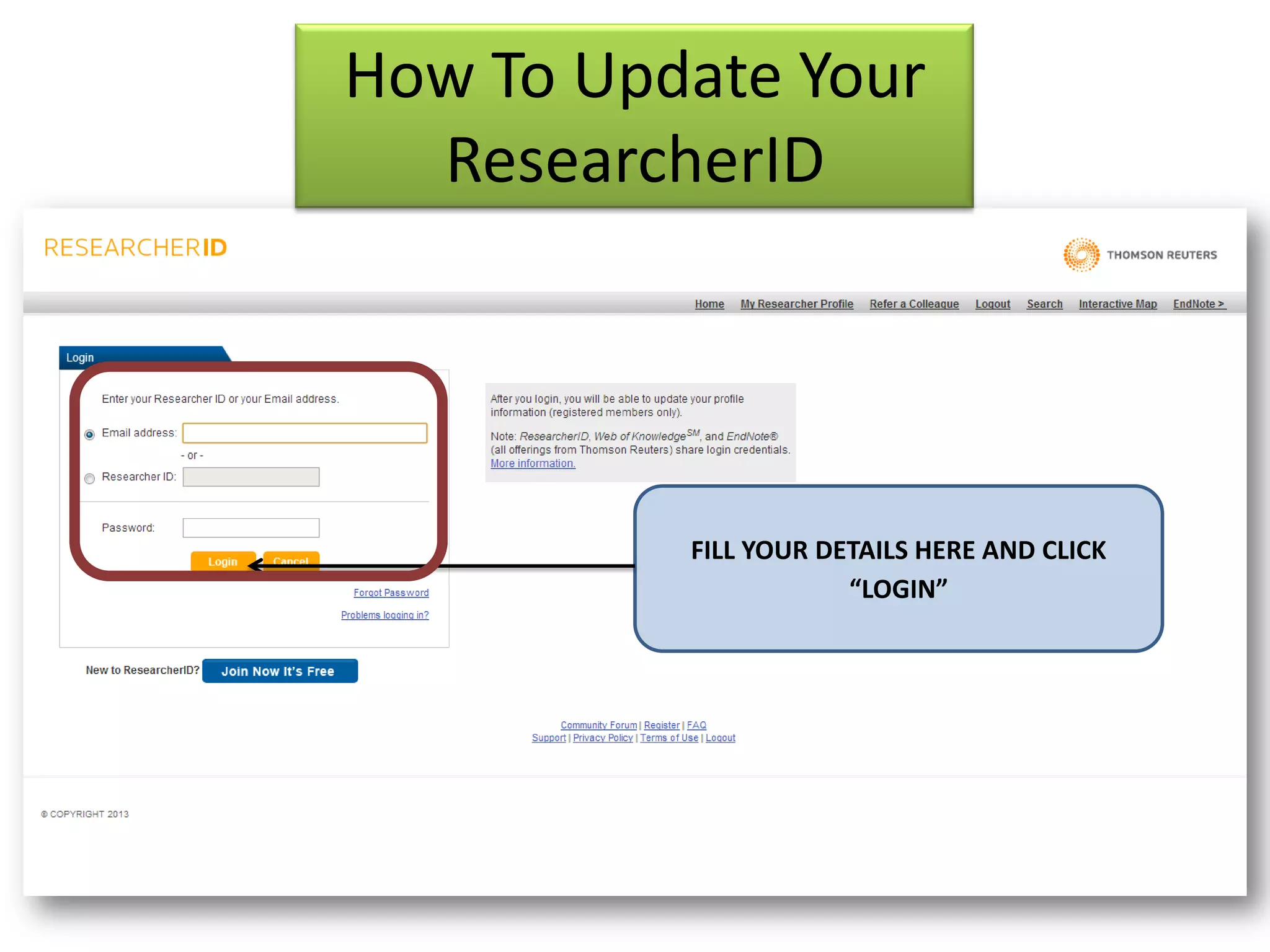 How to update ResearcherID | PPTX