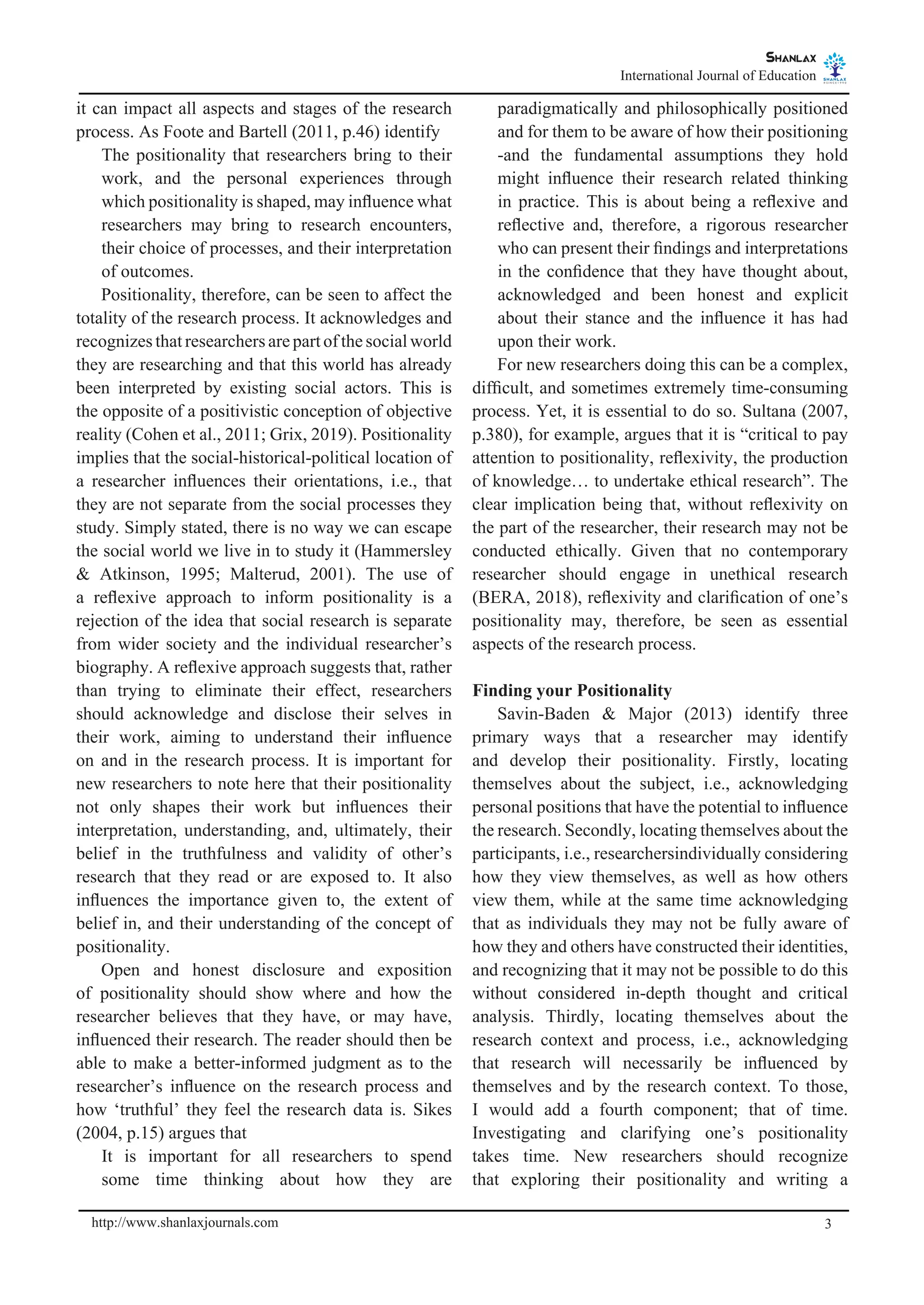 Researcher Positionality | PDF