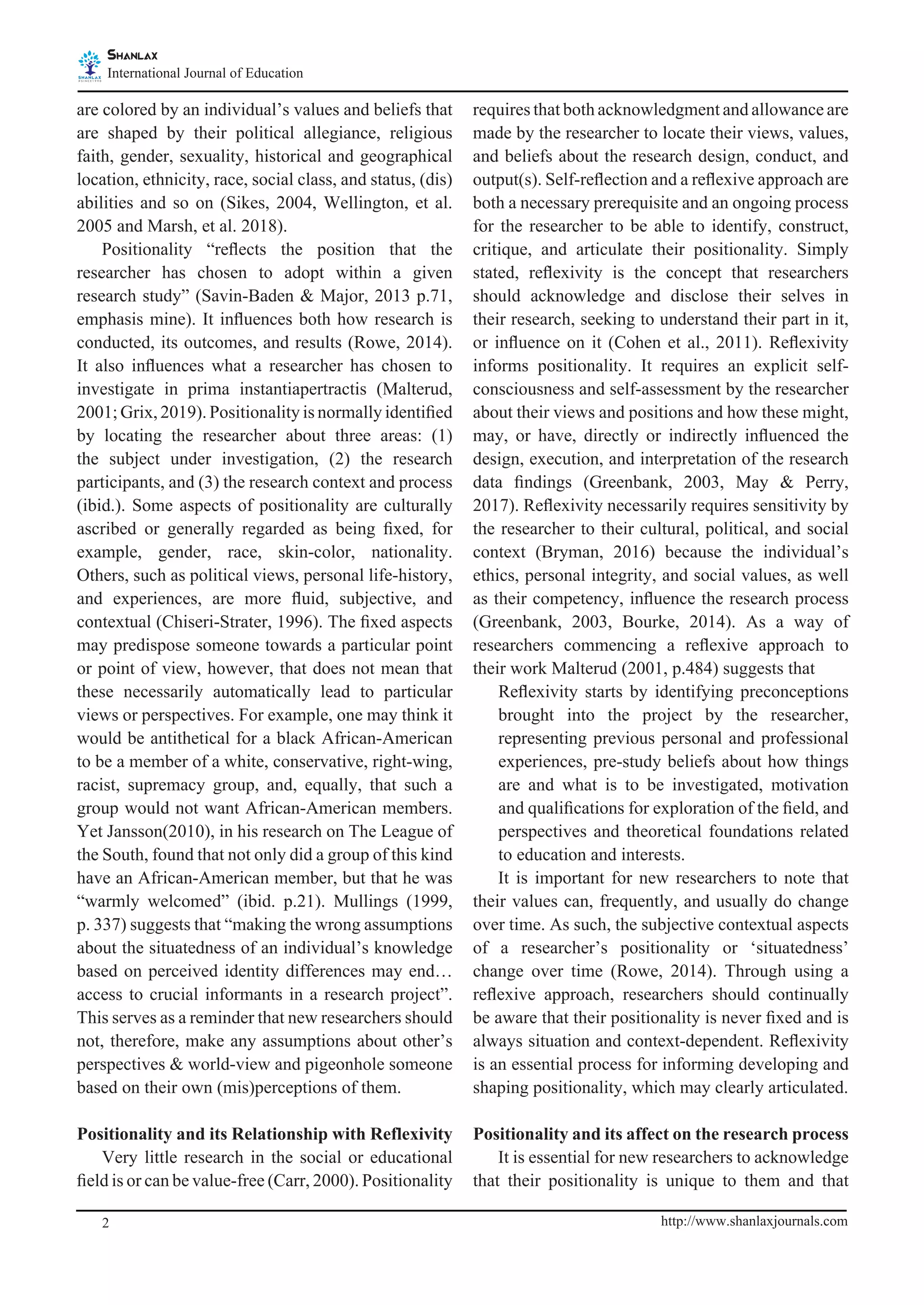 Researcher positionality | PDF