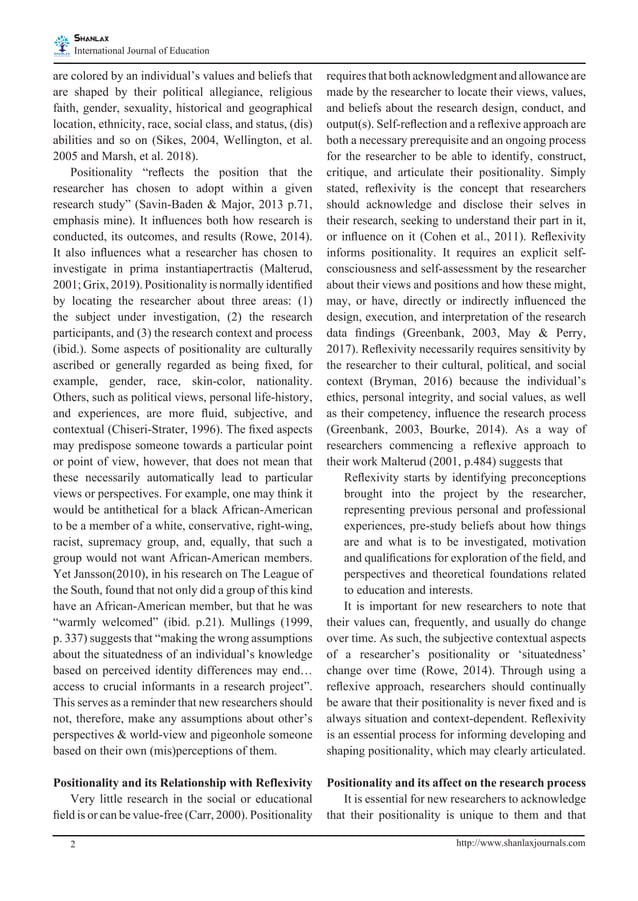 Researcher positionality | PDF