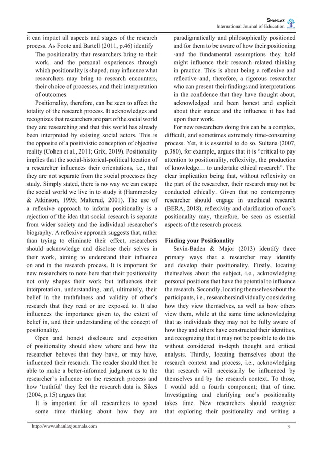 Researcher positionality | PDF