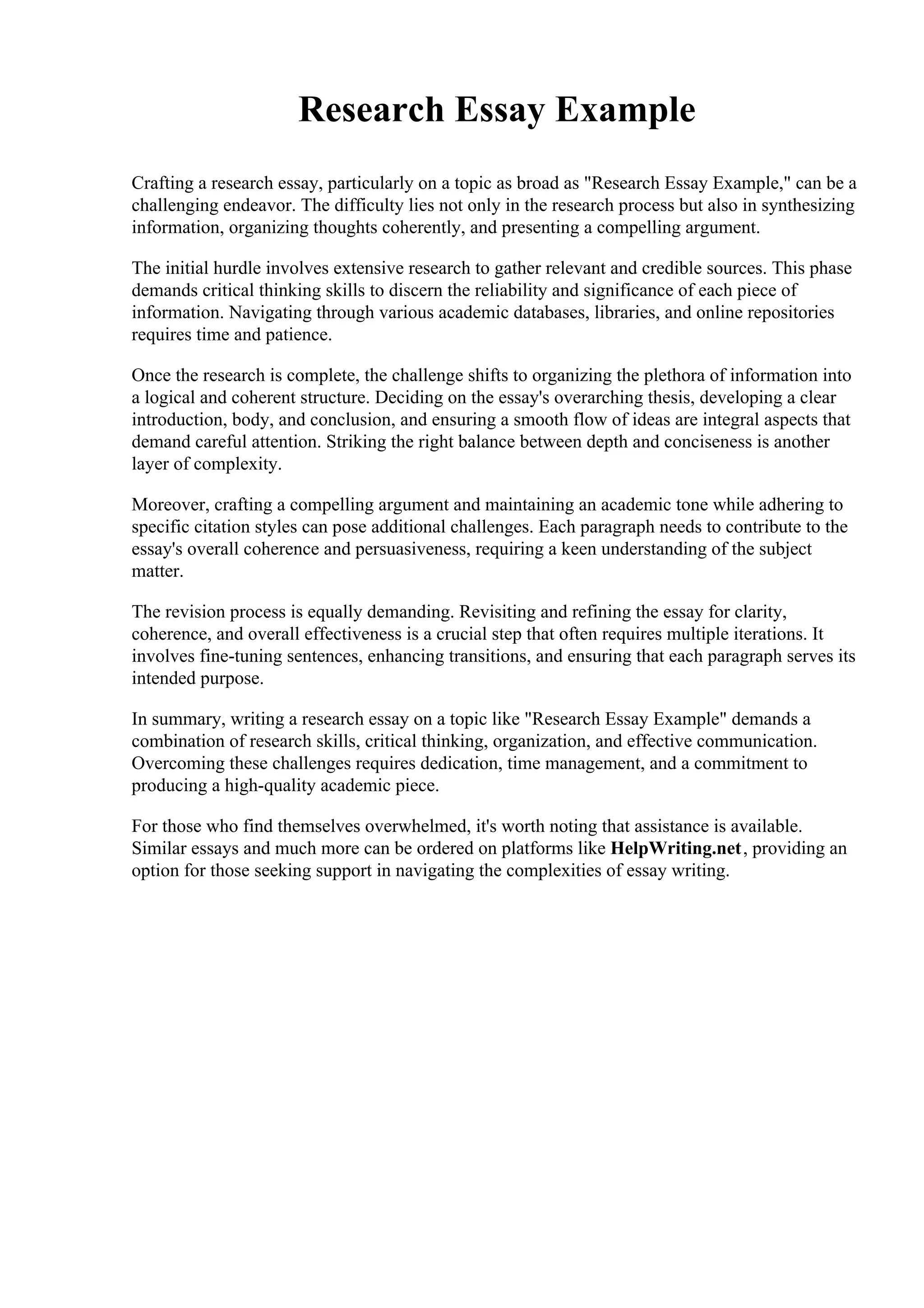 Research Essay Example | PDF