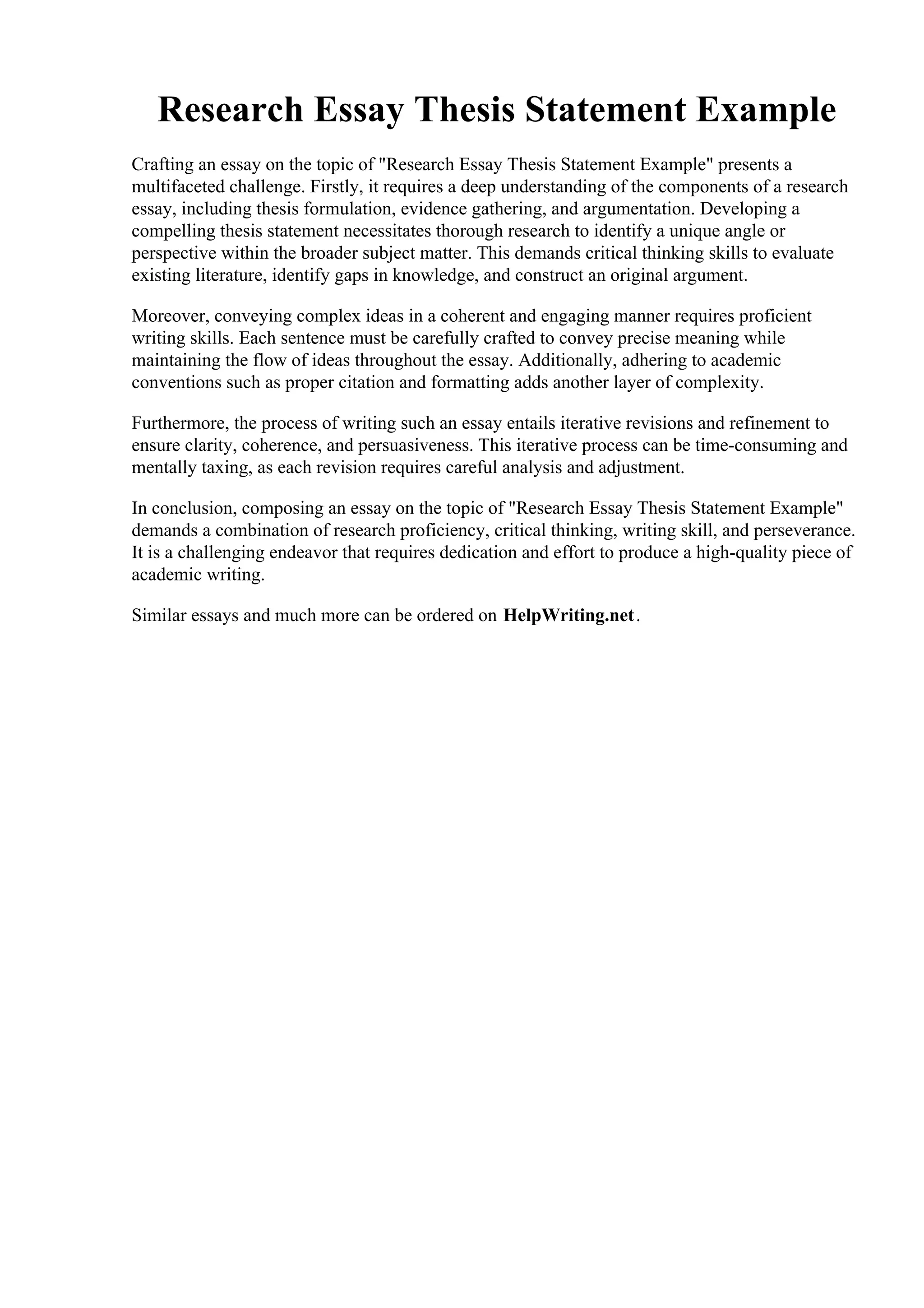 Research Essay Thesis Statement Example. FREE 10 Sample Thesis ...