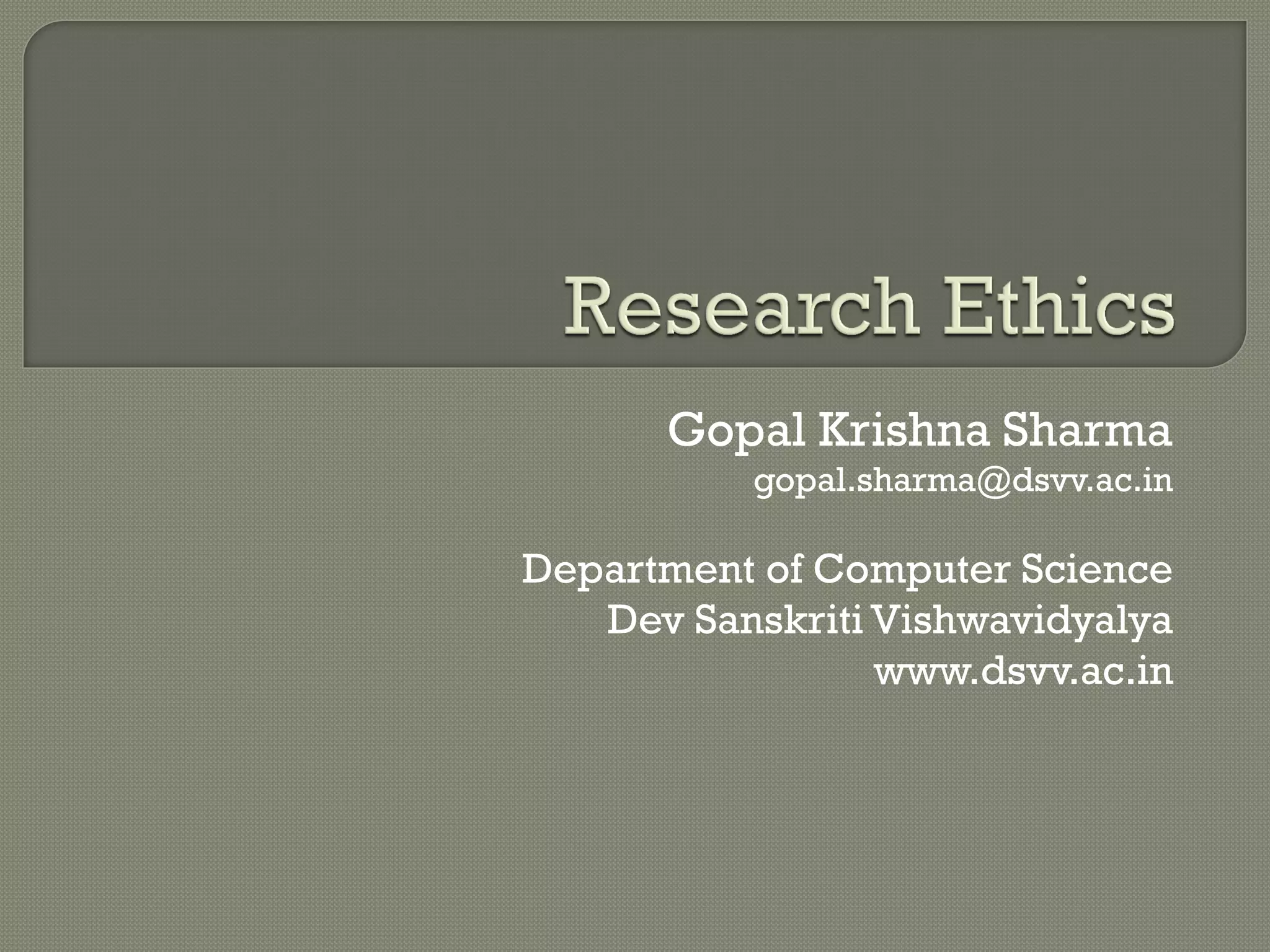 Research Ethics | PDF