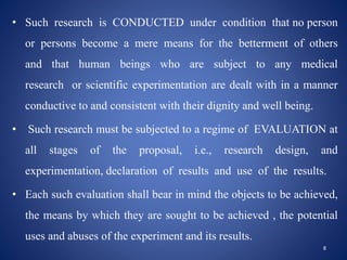Research ethics in human experiment | PPTX
