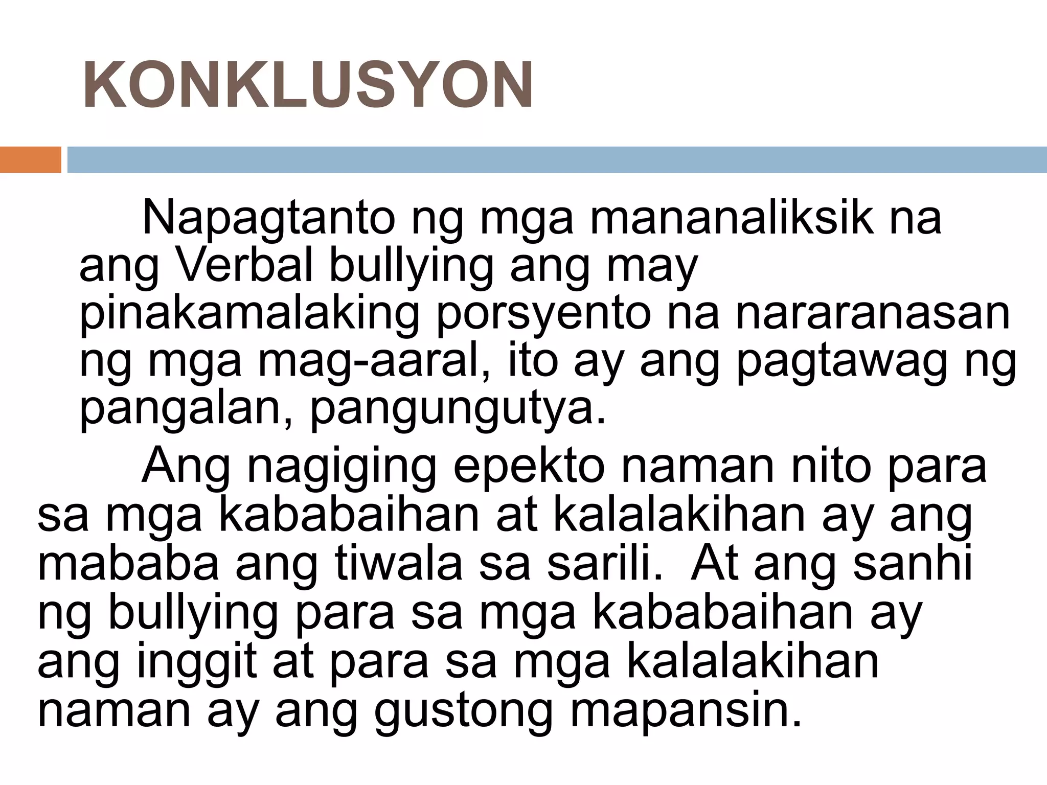 Bullying research in filipino | PPTX