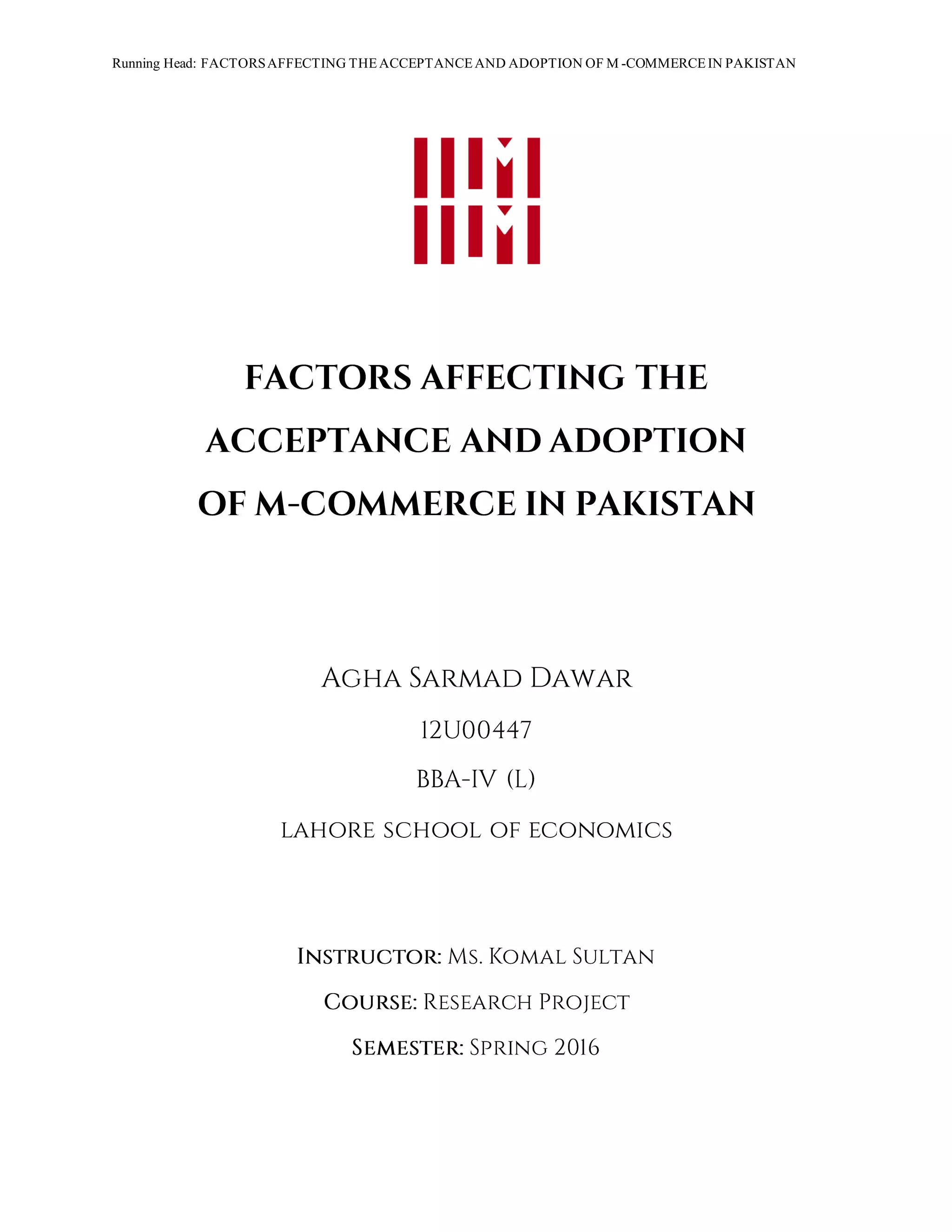 Factors Affecting M-Commerce Adoption in Pakistan | PDF