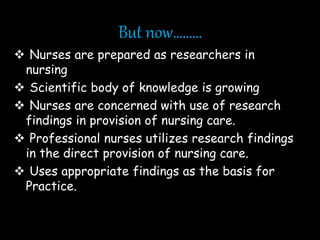Research findings in nursing practice | PPT