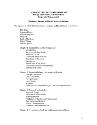 Marketing Research: Research Format/Template | DOCX