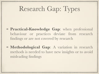 Research Gap: Situating Your Inquiry within the Study of the Topic | PDF