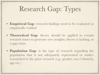 Research Gap: Situating Your Inquiry within the Study of the Topic | PDF